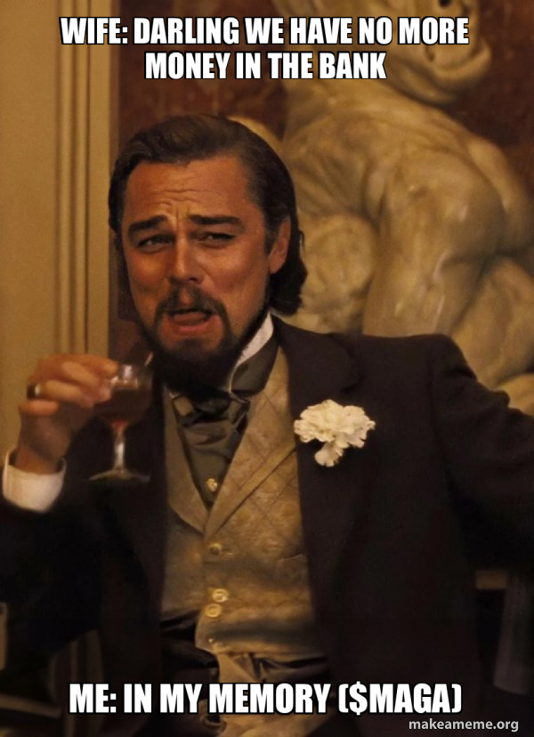 Wife: Darling we have no more money in the bank Me: in my memory ($MAGA ...
