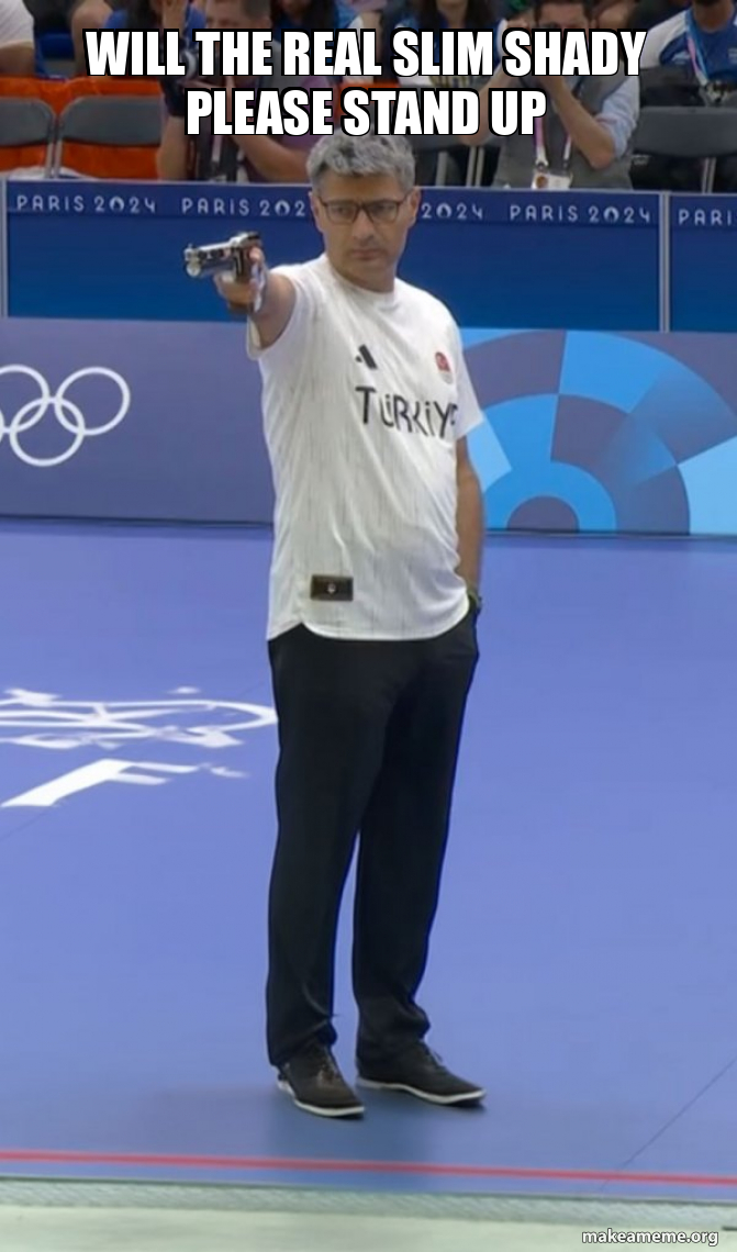 will the real slim shady please stand up - Yusuf Dikec Meme Generator