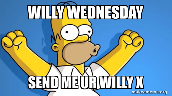 WILLY WEDNESDAY SEND ME UR WILLY X - Happy Homer Meme Generator
