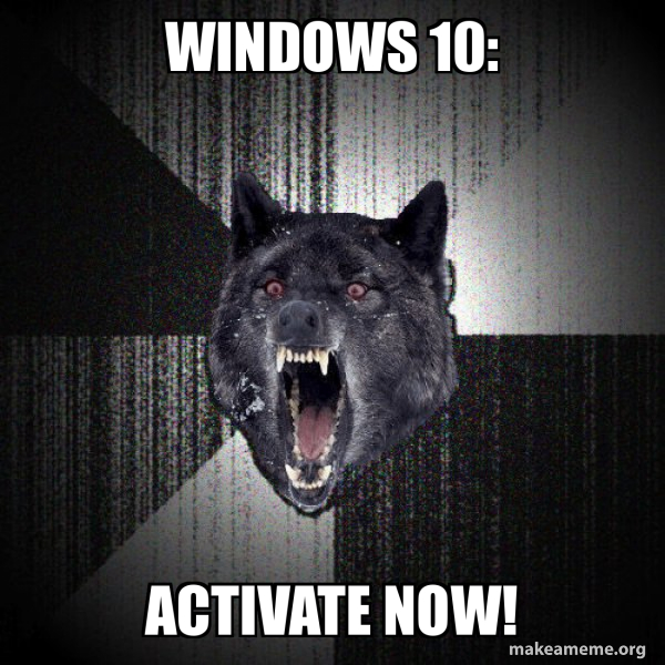 Windows 10: ACTIVATE NOW! - Insanity Wolf Meme Generator