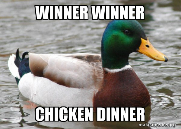 winner winner chicken dinner - Actual Advice Mallard Meme Generator