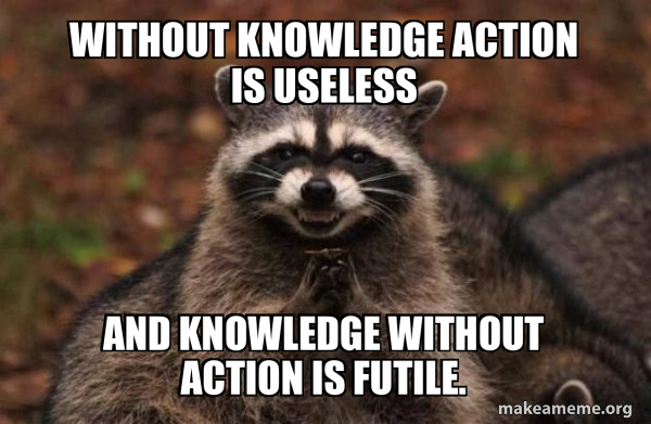 Without knowledge action is useless and knowledge without action is futile. - Evil Plotting ...