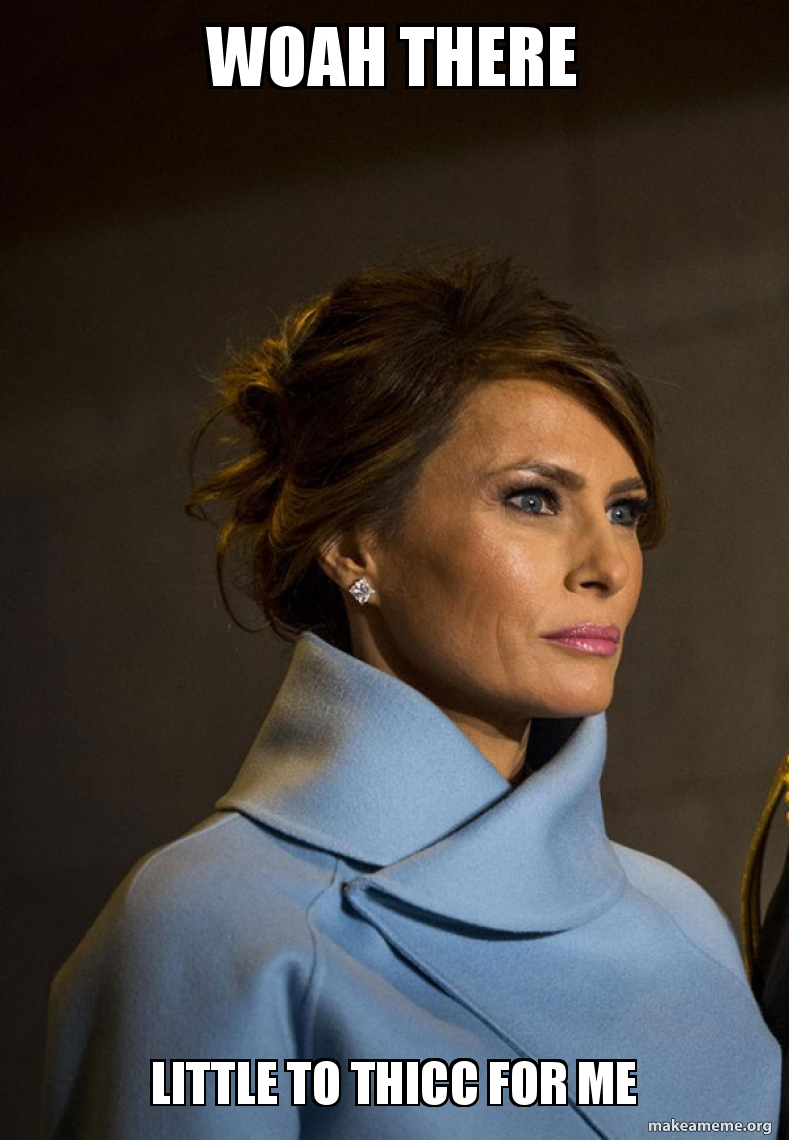 woah there little to thicc for me - Melania Trump Meme Generator