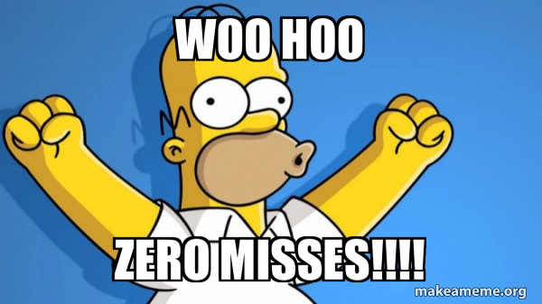 WOO HOO ZERO MISSES!!!! - Happy Homer Meme Generator