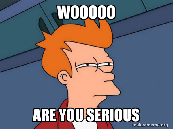 wooooo are you serious - Futurama Fry Meme Generator