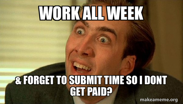 Work all week & Forget to submit time so I dont get paid? - Sarcastic ...