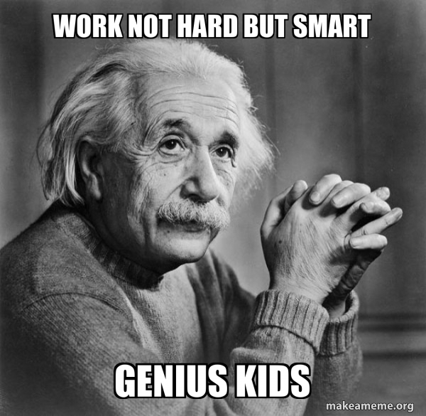 work not hard but smart genius kids - Serious Albert Einstein Meme ...