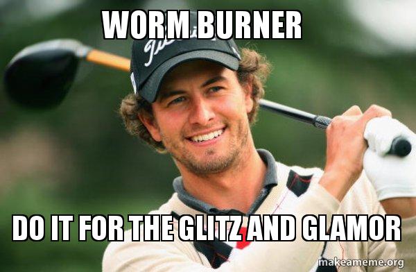 Worm burner Do it for the glitz and glamor - Adam Scott Golfer Meme ...