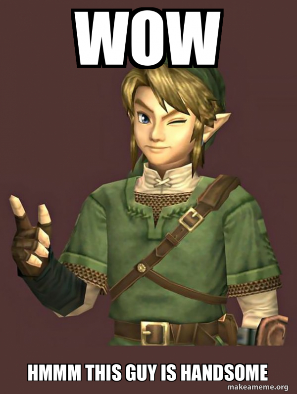 wow hmmm this guy is handsome - Zelda Meme Generator