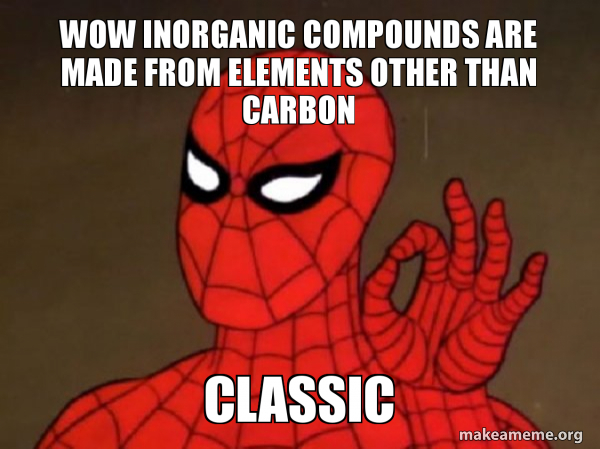 Wow inorganic compounds are made from elements other than carbon ...