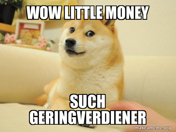 Wow Little Money Such Geringverdiener - Doge Meme Generator