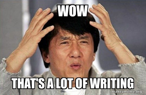 Wow That's a lot of writing - Jackie Chan Why? Meme Generator