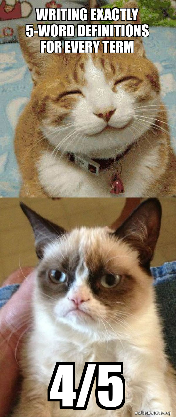writing exactly 5-word definitions for every term 4/5 - Grumpy Cat vs ...