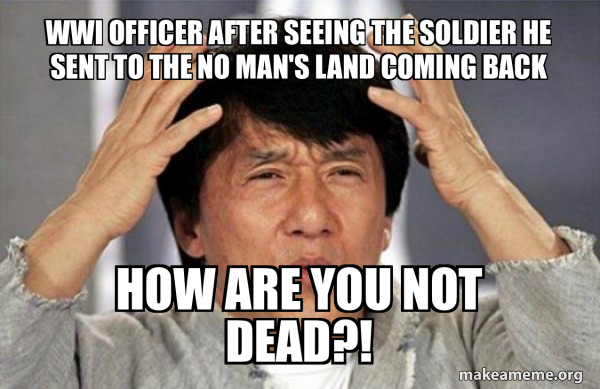 WWI officer after seeing the soldier he sent to the No Man's Land ...