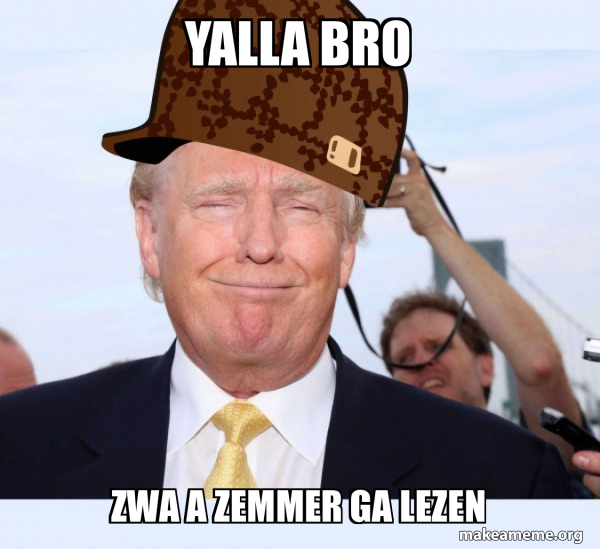 yalla bro zwa a zemmer ga lezen - Scumbag Donald Trump Meme Generator