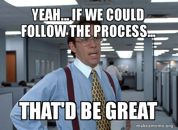 YEAH... IF WE COULD FOLLOW THE PROCESS... THAT'D BE GREAT - That Would ...