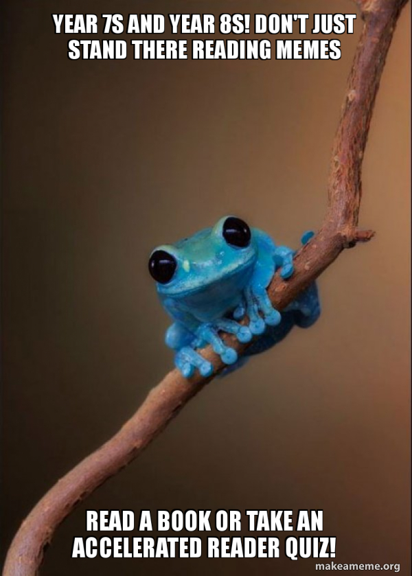 Year 7s and Year 8s! DOn't just stand there reading memes Read a book ...