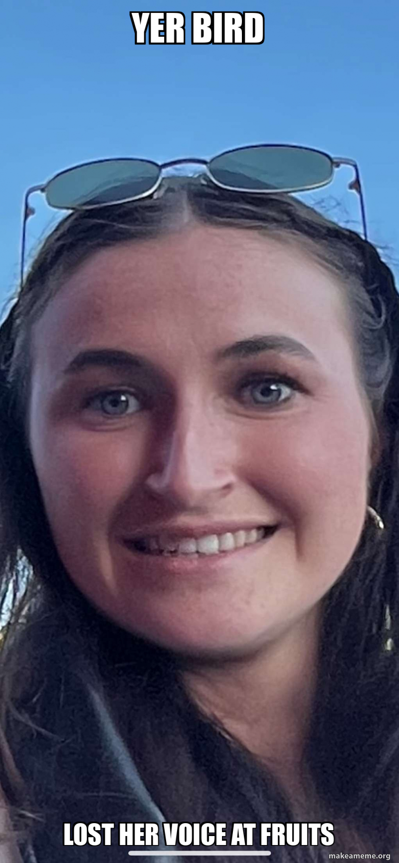 Yer bird Lost her voice at fruits Meme Generator