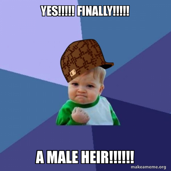 Yes!!!!! Finally!!!!! A Male Heir!!!!!! - Scumbag Success Kid Meme ...