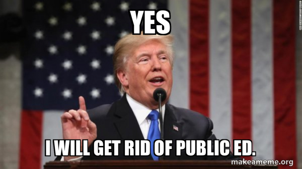 YES I will get rid of public ed. - Donald Trump Meme Generator
