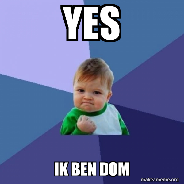 yes ik ben dom - Success Kid Meme Generator