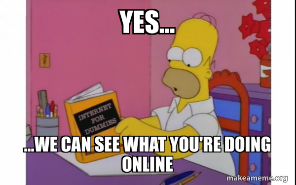 Yes... ...we can see what you're doing online - Computer Homer Meme ...