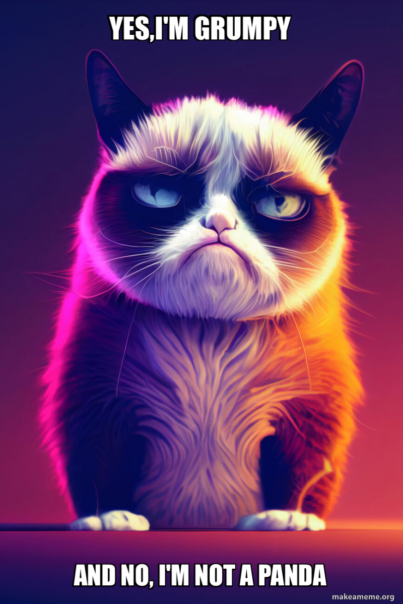 yes,i'm grumpy and no, i'm not a panda Meme Generator