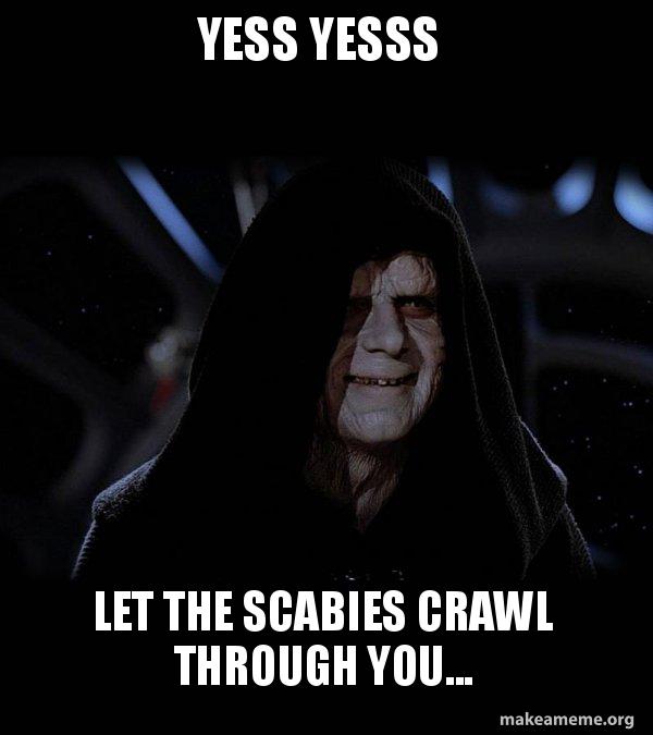 yess yesss let the scabies crawl through you... - Sith Lord Meme Generator