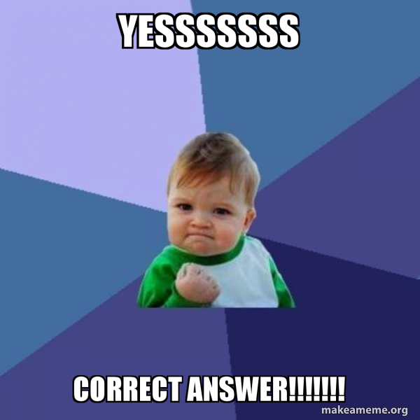 yesssssss correct answer!!!!!!! - Success Kid Meme Generator