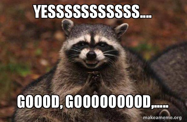 Yesssssssssss.... goood, gooooooood,..... - Evil Plotting Raccoon Meme ...