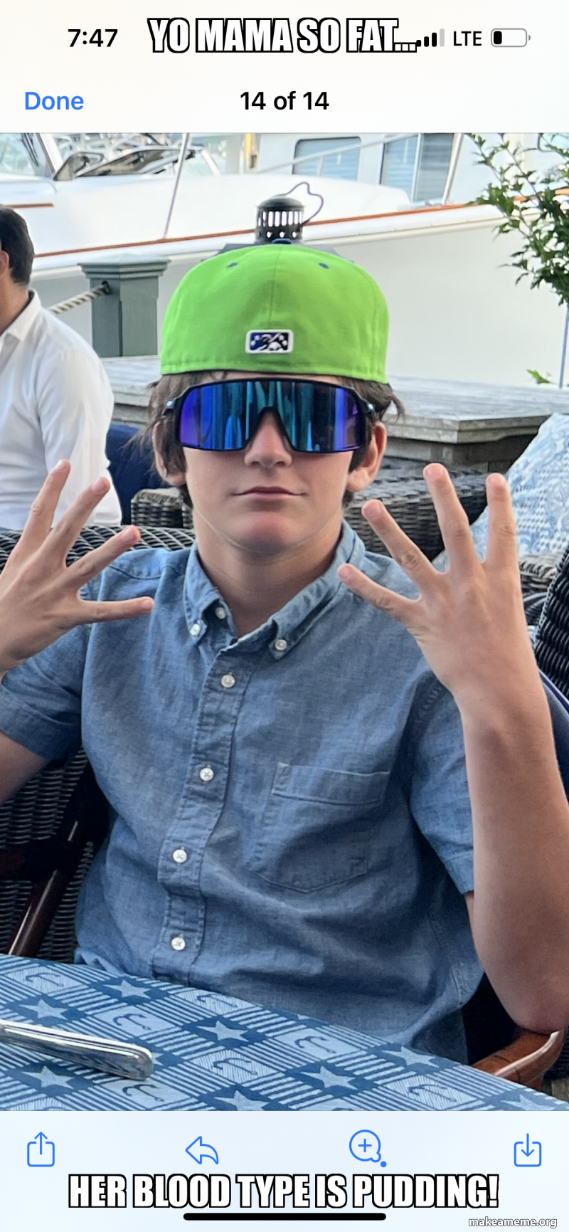 Yo mama so fat… Her blood type is pudding! Meme Generator