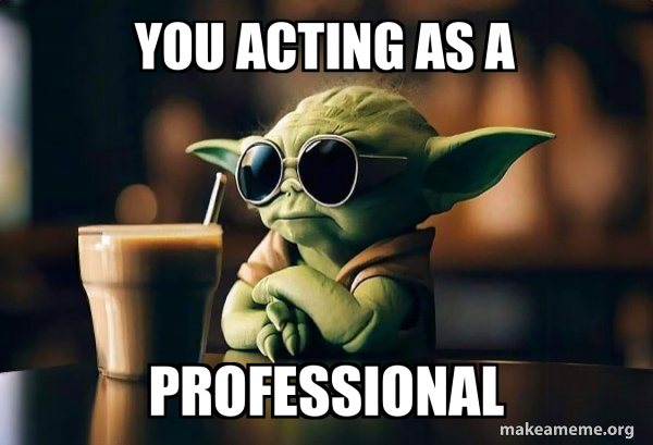 You acting as a Professional - Cool Yoda (Sunglasses) Meme Generator