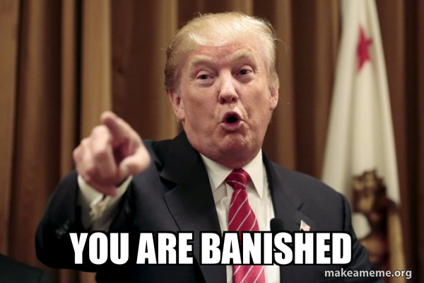 you are Banished - Donald Trump Says Meme Generator
