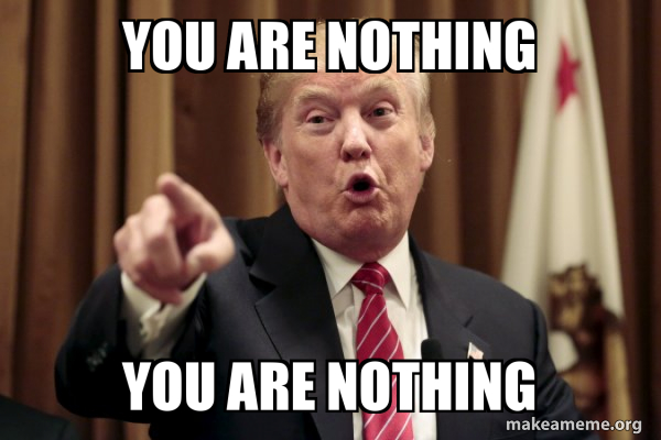 you are nothing you are nothing - Donald Trump Says Meme Generator