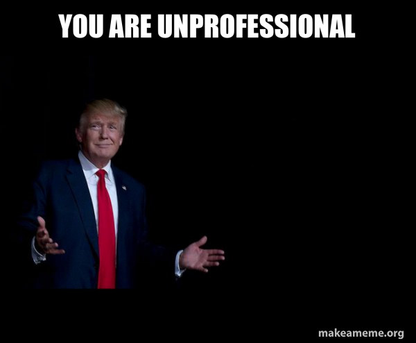You are unprofessional - Trump Everything is FIne | Make a Meme