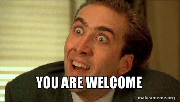 You Are Welcome Meme