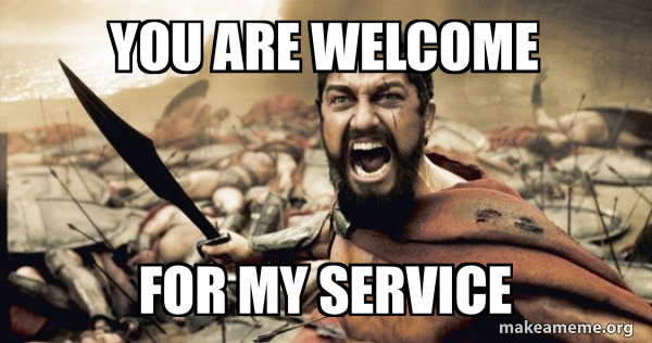 You are welcome for my service - The 300 Meme Generator