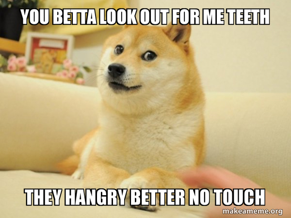 You betta look out for me teeth They hangry better no touch - Doge Meme ...