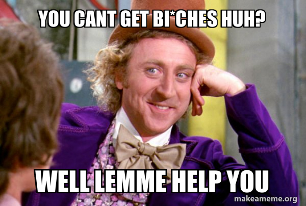 You cant get bi*ches huh? Well lemme help you - Condescending Wonka ...
