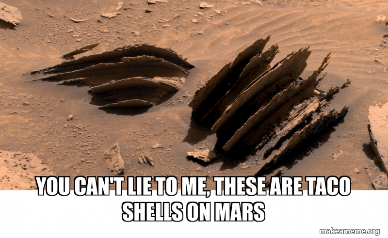 you can't lie to me, these are taco shells on mars Meme Generator