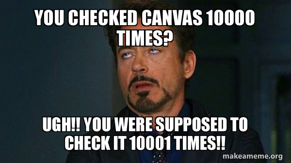 You Checked Canvas 10000 Times? UGH!! You Were Supposed to Check it ...