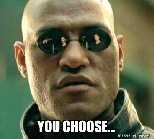 you choose... - Matrix Morpheus Meme Generator