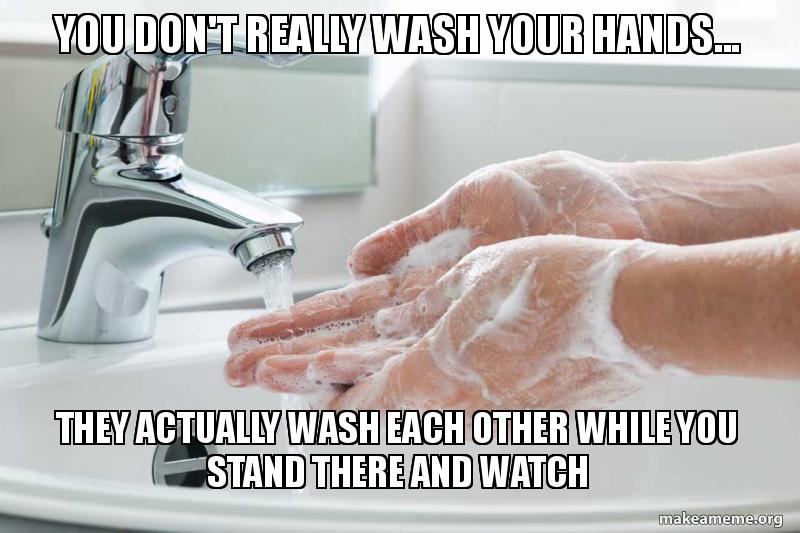 You don't really wash your hands... They actually wash each other while ...