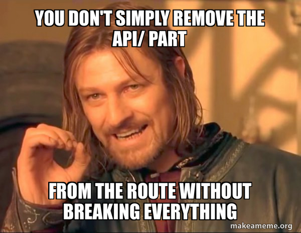 You don't simply remove the api/ part from the route without breaking ...