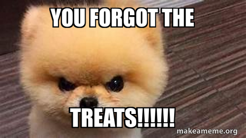 you forgot the treats!!!!!! Meme Generator