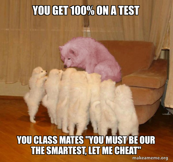 you get 100% on a test you class mates "YOU MUST BE OUR THE SMARTEST ...
