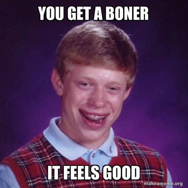 You get a boner It feels good - Bad Luck Brian Meme Generator