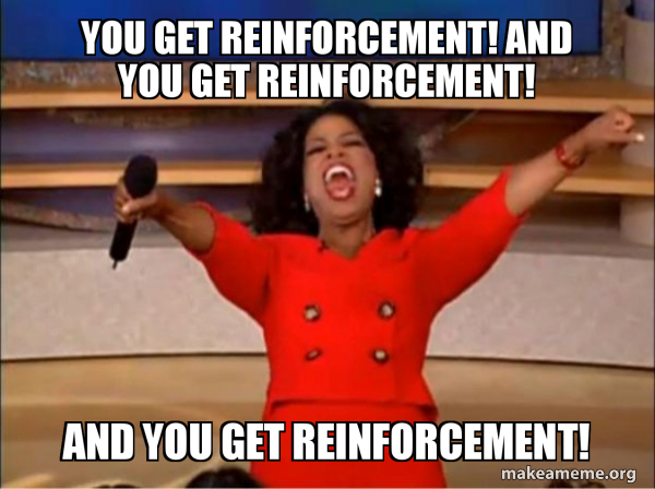 You get reinforcement! And you get reinforcement! And you get ...