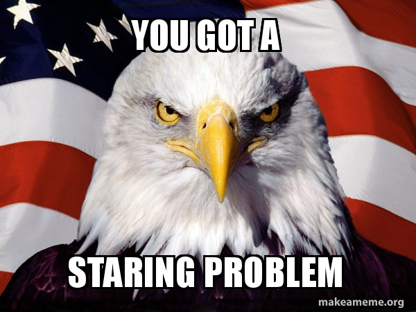 you got a staring problem - American Pride Eagle Meme Generator