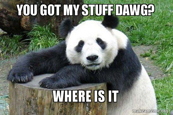 You Got My Stuff Dawg? WHERE IS IT - Confession Panda Meme Generator